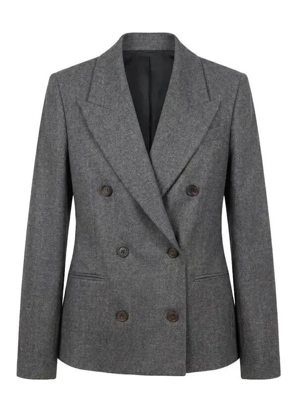 Brunello Cucinelli Double-breasted Peak-lapel Jacket - Grey