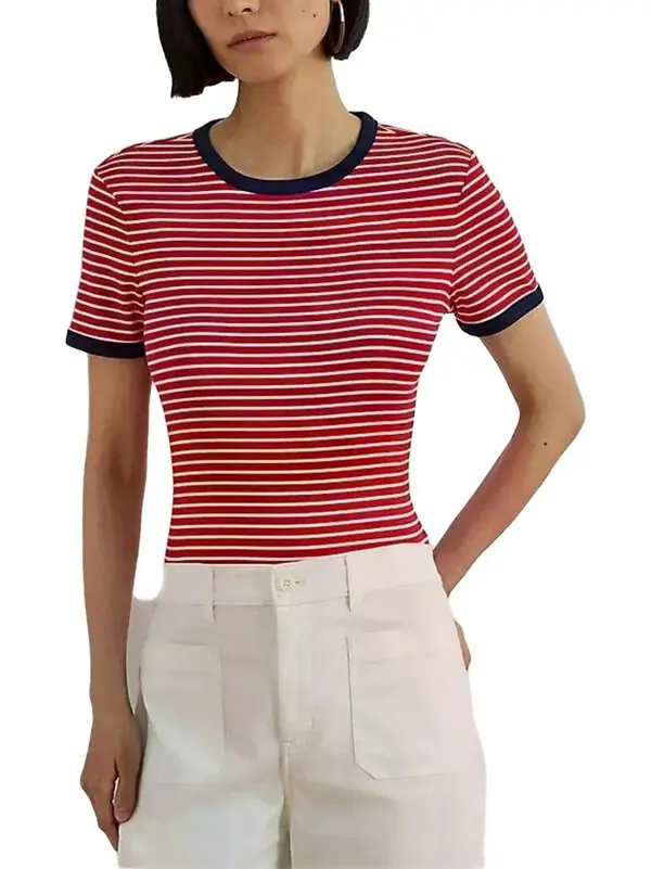 Ralph Lauren Striped Crewneck T-shirt - Red