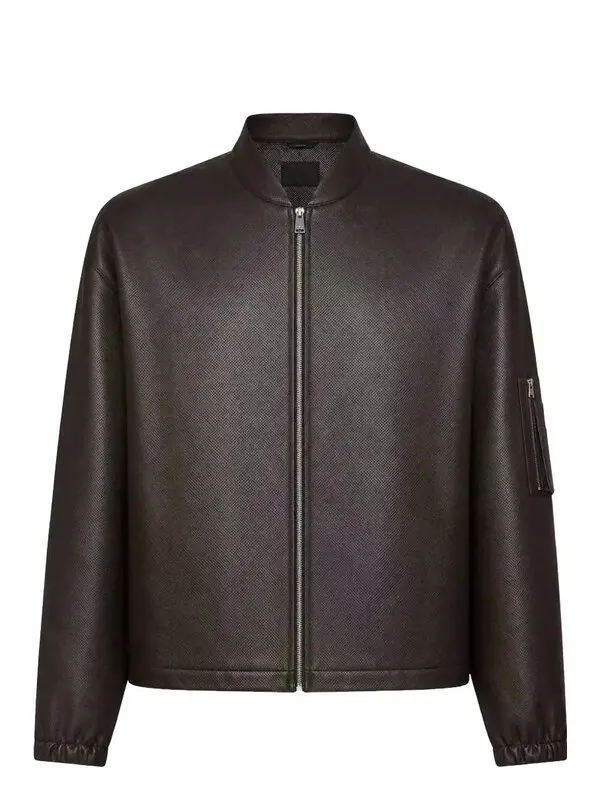 Fendi Selleria Leather Bomber Jacket - Brown
