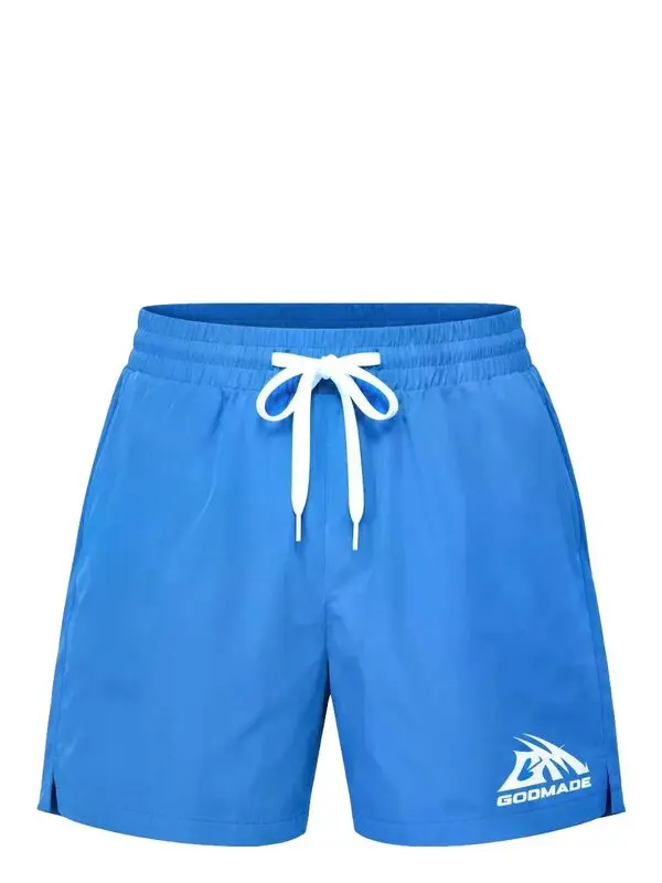 GODMADE Logo Print Swim Shorts - Blue