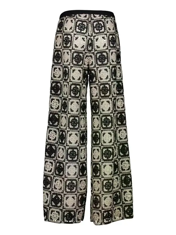 La DoubleJ Crochet Knit Sequin Trousers - Black