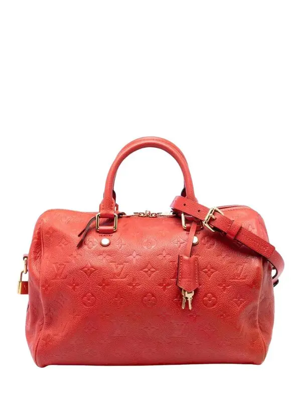 LOUIS VUITTON Monogram Empreinte Speedy Bandouliere 30 Boston Bag - Red