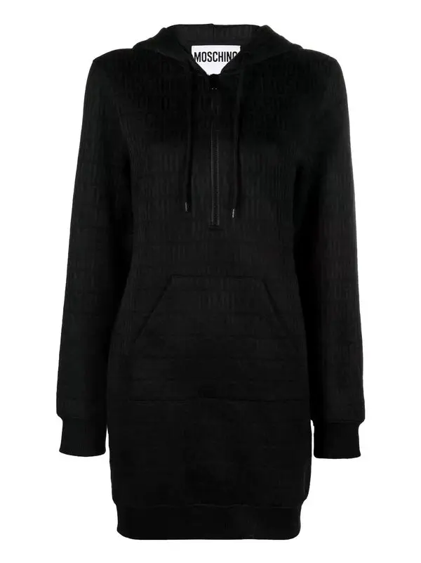 Moschino Monogram Logo Hoodie Dress - Black