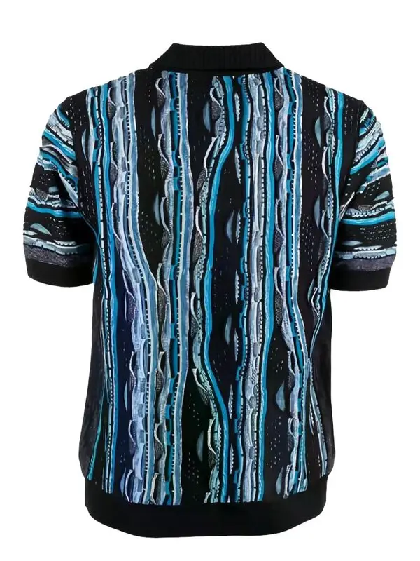 LORENZONI Abstract-knit Polo Shirt - Black