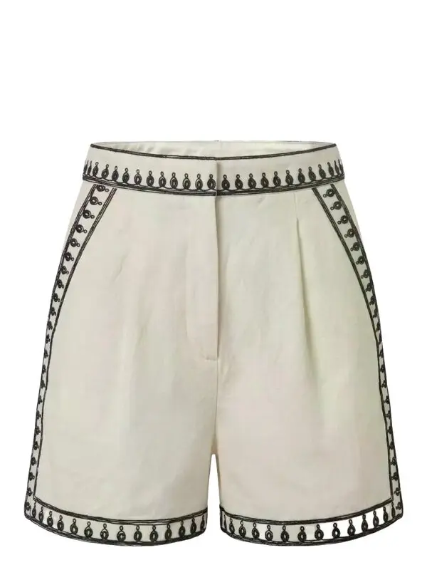 SCARLETT POPPIES Zaria Embroidered Shorts - Neutrals