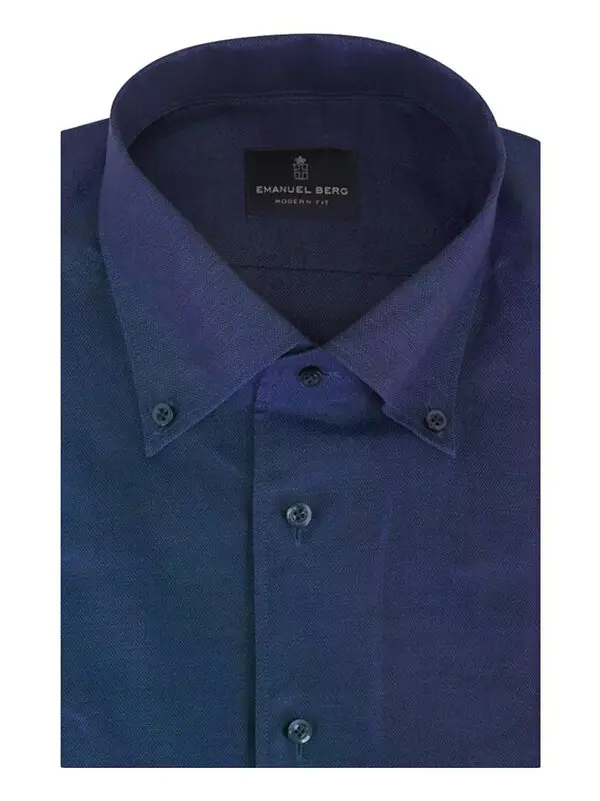 EMANUEL BERG Textured Button-down Shirt - Blue
