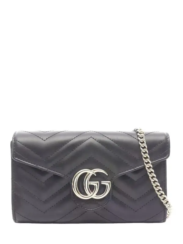 Gucci Gg Marmont Matelassé Leather Wallet On Chain Crossbody Bag - Black