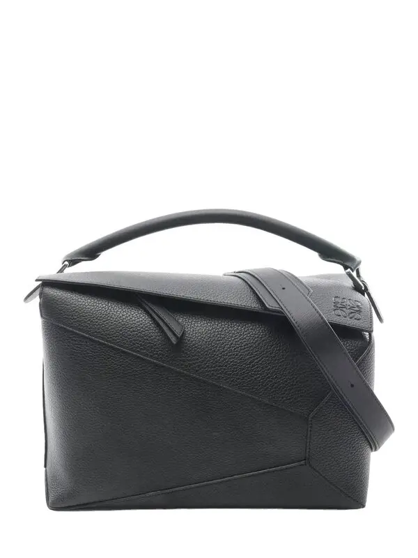 Loewe Large Calfskin Puzzle Edge Satchel - Black