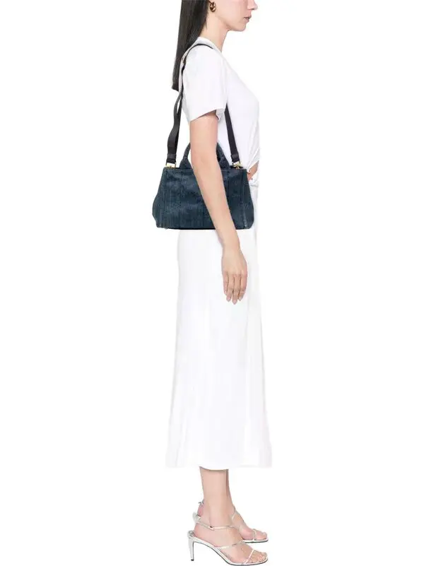 Prada Denim Canapa Logo Satchel - Blue