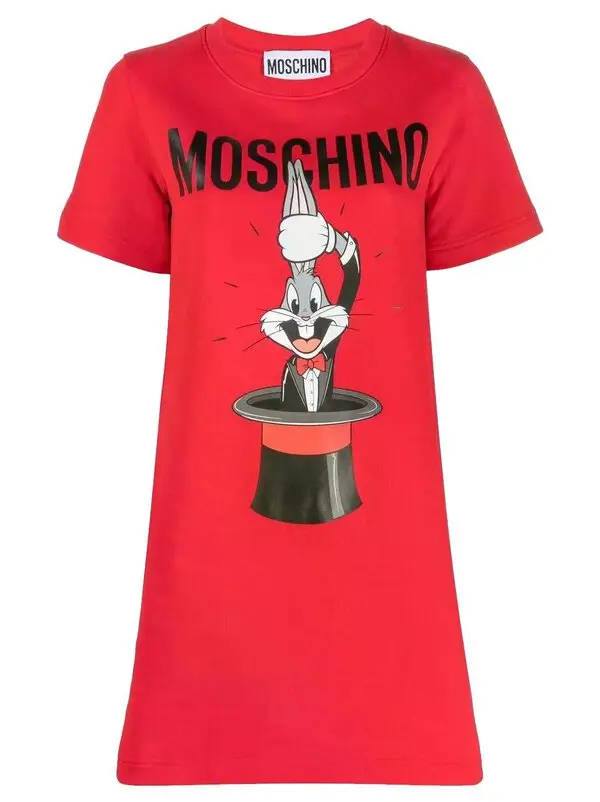 Moschino Bugs Bunny Print Dress - Red