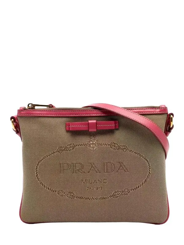 Prada Canvas Canapa Logo Bow Crossbody Bag - Neutrals