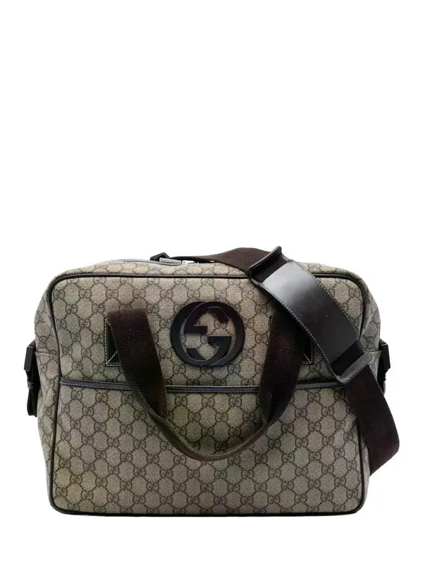 Gucci Gg Supreme Interlocking G Briefcase - Neutrals
