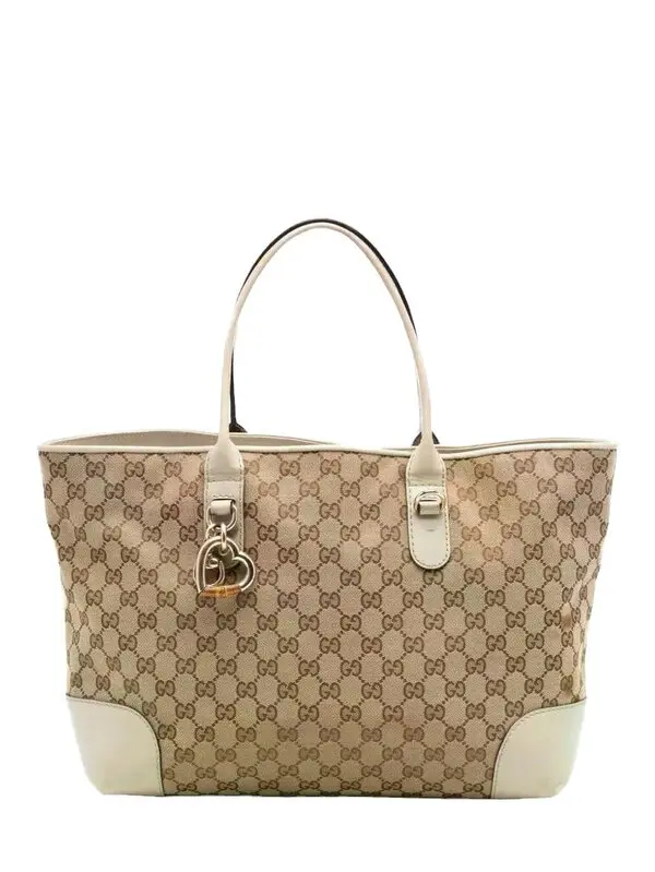 Gucci Gg Canvas Heart Bit Tote Bag - Neutrals