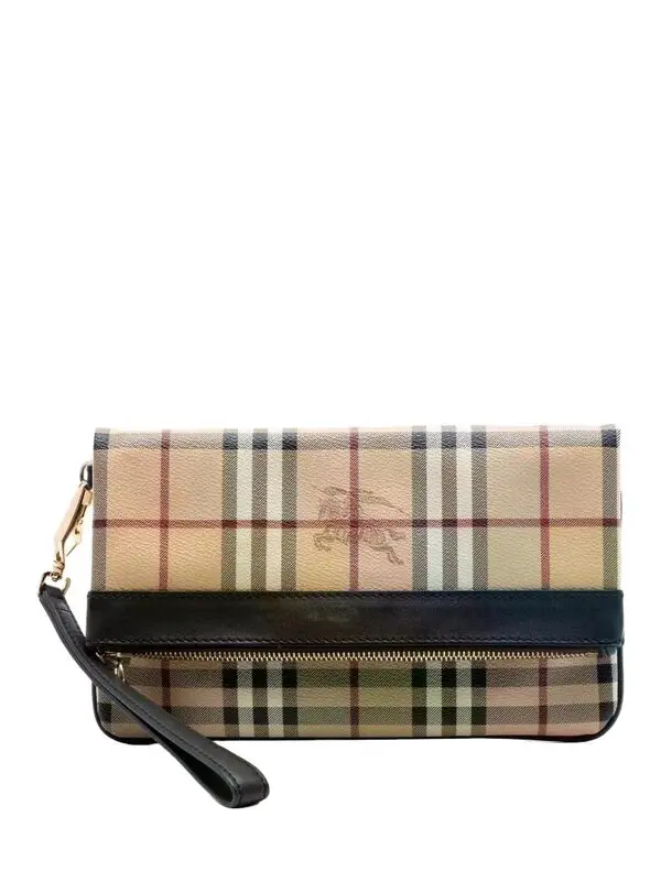 Burberry Haymarket Check Coated Canvas Adeline Fold Over Clutch Bag - Neutrals