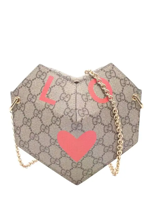 Gucci Gg Supreme Heart Love On Chain Crossbody Bag - Neutrals