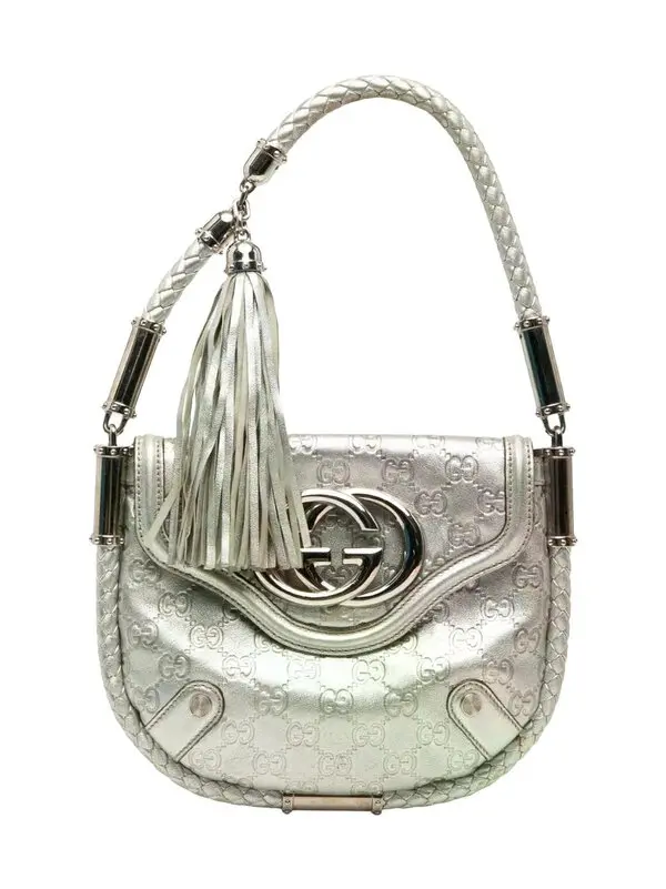Gucci Britt Tassel Flap Handbag - Silver