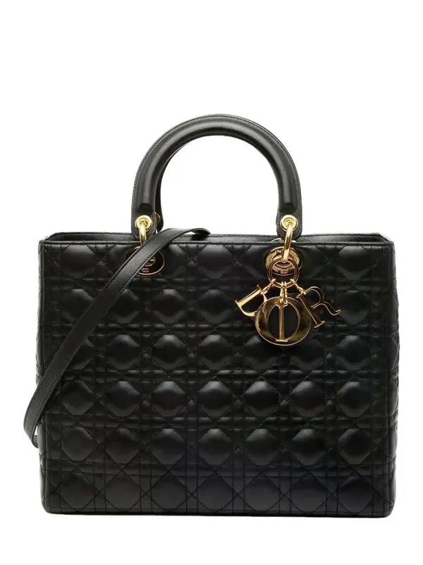 Dior Lady Lambskin Cannage Satchel - Black