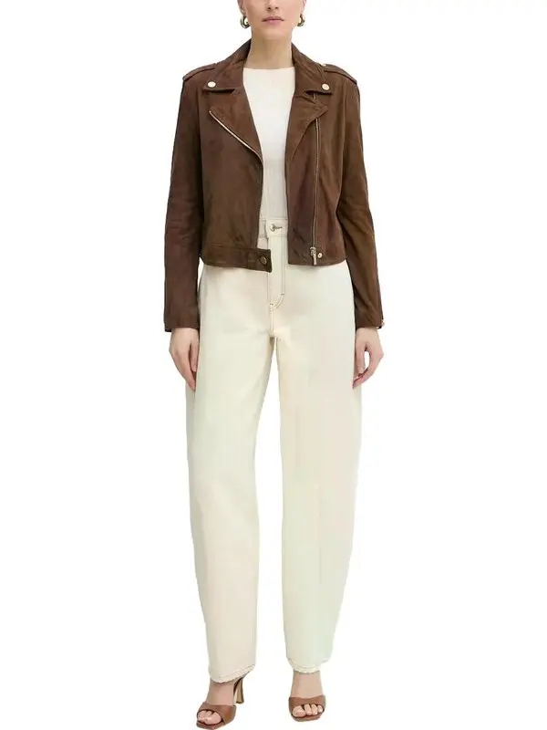 Armani Exchange Suede Biker Jacket - Brown