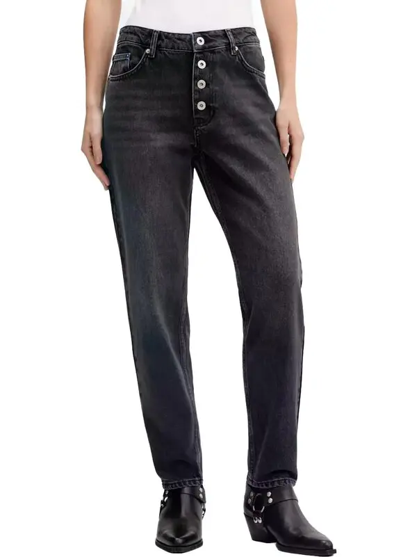 Karl Lagerfeld Button-fly Logo-patch Jeans - Black