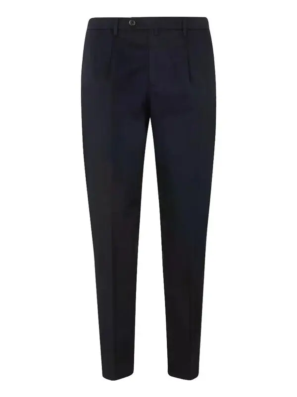 BRIGLIA 1949 Navy Pleated Front Tailored Trousers - Blue