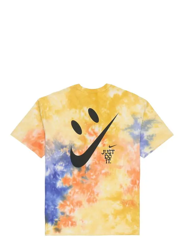 Nike Tie Dye Smiling Face Printing Loose Short Sleeve Orange T-shirt - Default Color