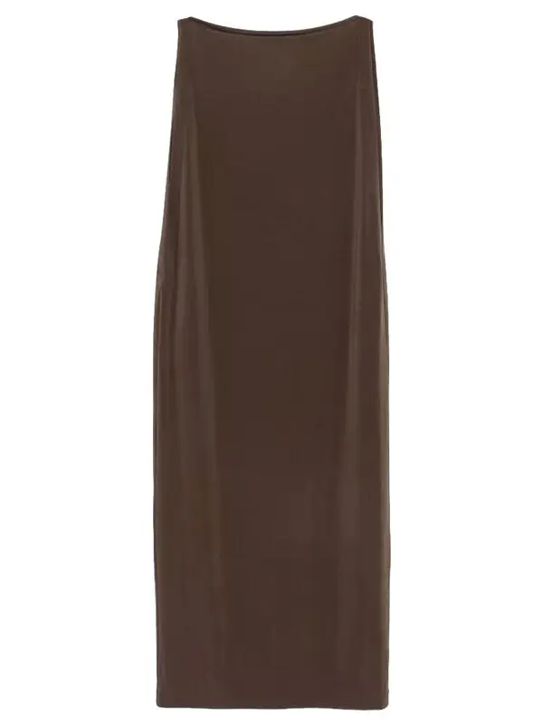 Issey Miyake Sleeveless Boat-neck Dress - Brown