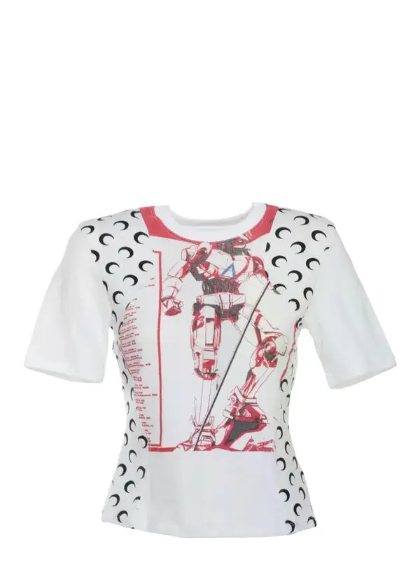 MARINE SERRE Paneled Crewneck T-shirt - White