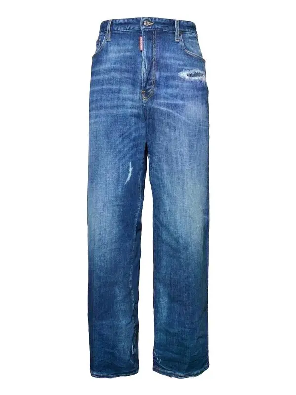 Dsquared2 Distressed Whiskered Jeans - Blue