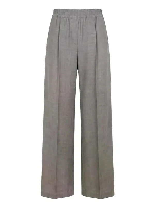 Brunello Cucinelli Pleated Wide Leg Trousers - Grey