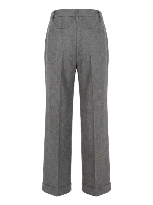 Brunello Cucinelli Pressed Crease Turn-up Trousers - Grey