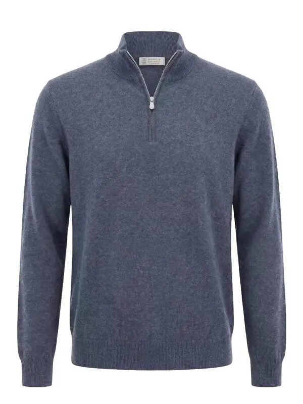 Brunello Cucinelli Cashmere Half-zip Sweater - Blue