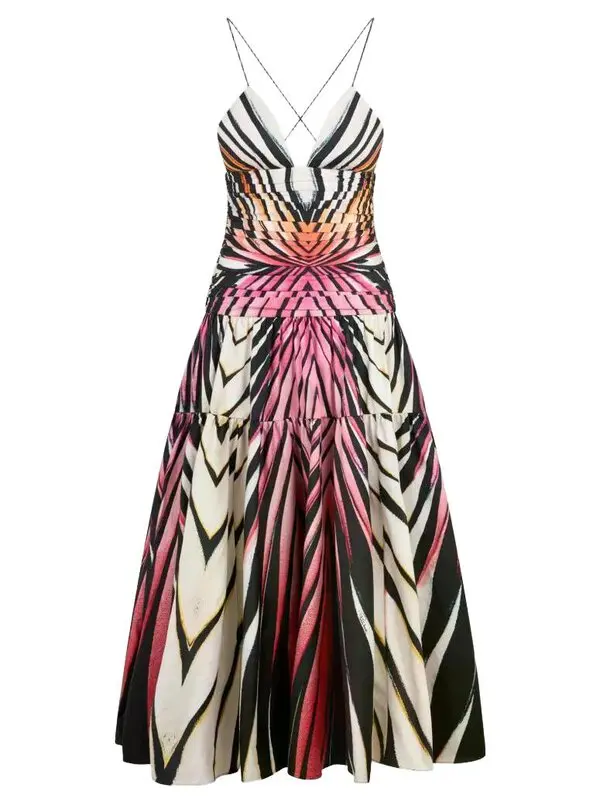 Roberto Cavalli Ray Of Paradise Printed Midi Dress - Black