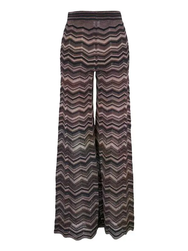 D.exterior Chevron-knit Wide-leg Trousers - Neutrals