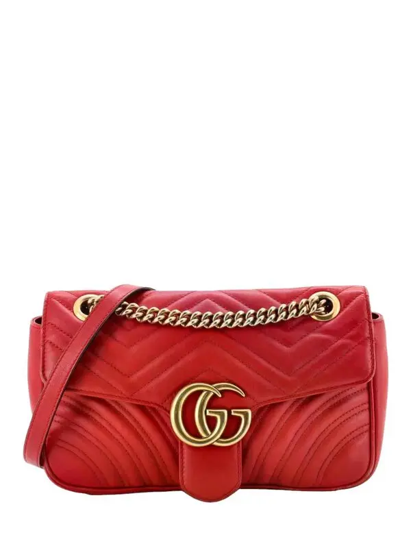Gucci Gg Marmont Matelassé Leather Medium Shoulder Bag - Red