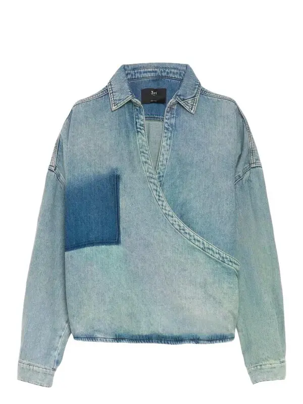 3x1 Melanie Wrap-effect Denim Shirt - Blue