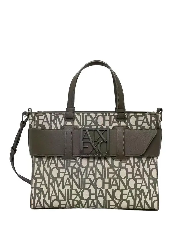 Armani Exchange Logo-print Buckle-detail Tote Bag - Neutrals
