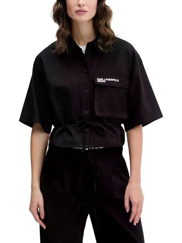 Karl Lagerfeld Logo Drawstring Shirt - Black