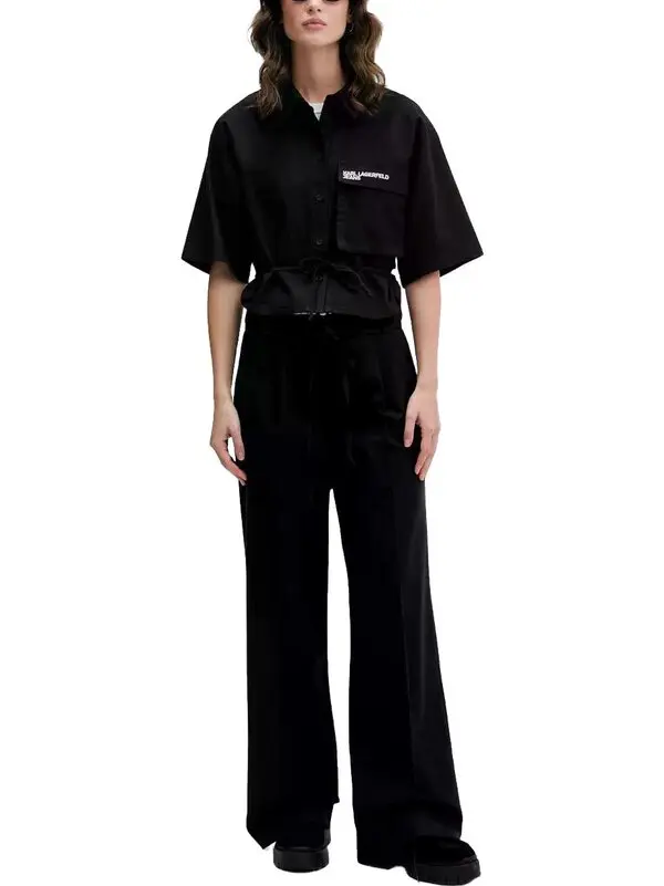 Karl Lagerfeld Logo-waistband Tie-fastening Trousers - Black