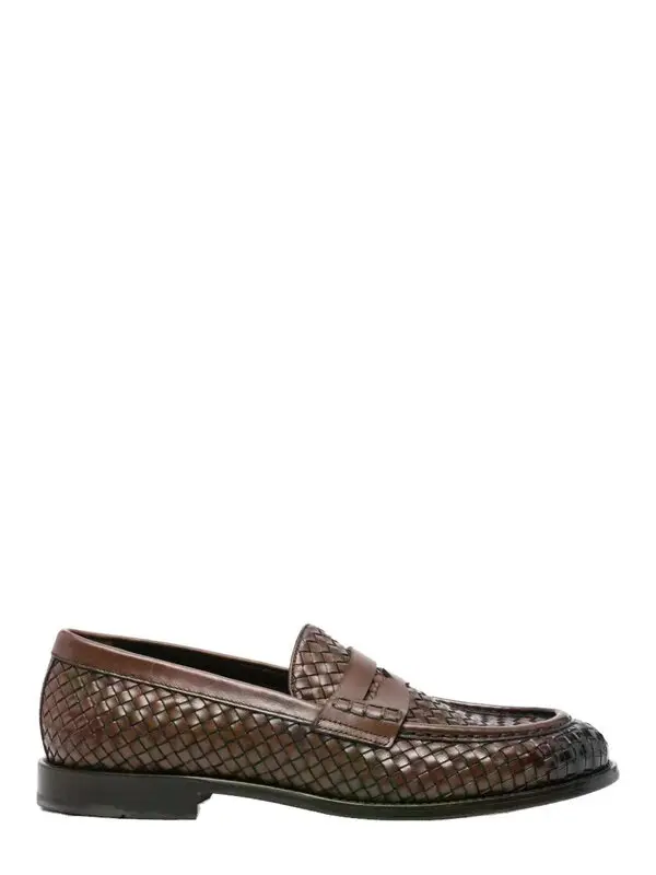 JOHN HARRISON Woven Leather Loafers - Brown