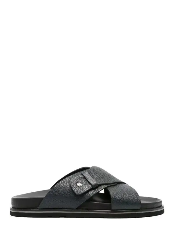JOHN HARRISON Crossover Strap Leather Sandals - Blue