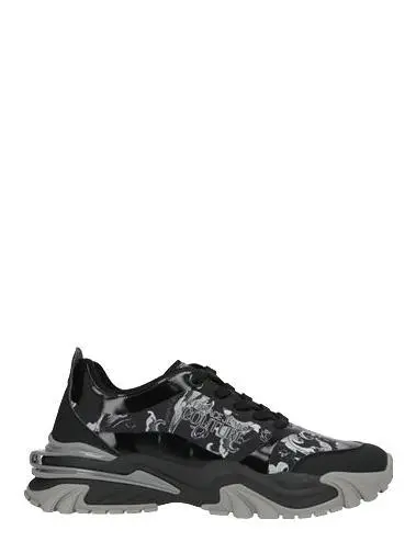 Versace Leather And Textile Floral Print Low-top Sneakers - Black
