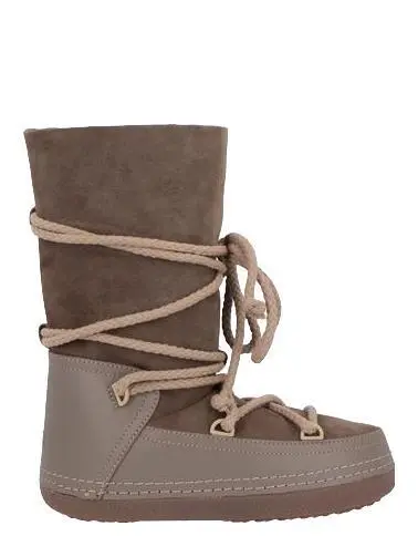 Inuikii Taupe Shearling Lined Leather Boots - Grey