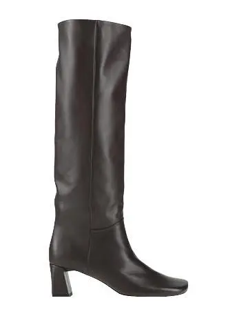 ALYSI Dark Leather Square Toe Boots - Brown