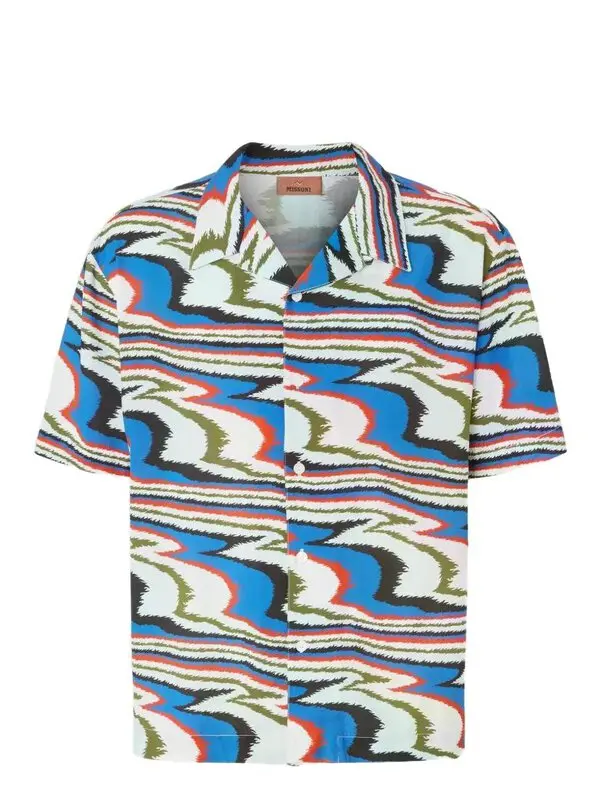 Missoni Abstract-print Short-sleeve Shirt - Blue