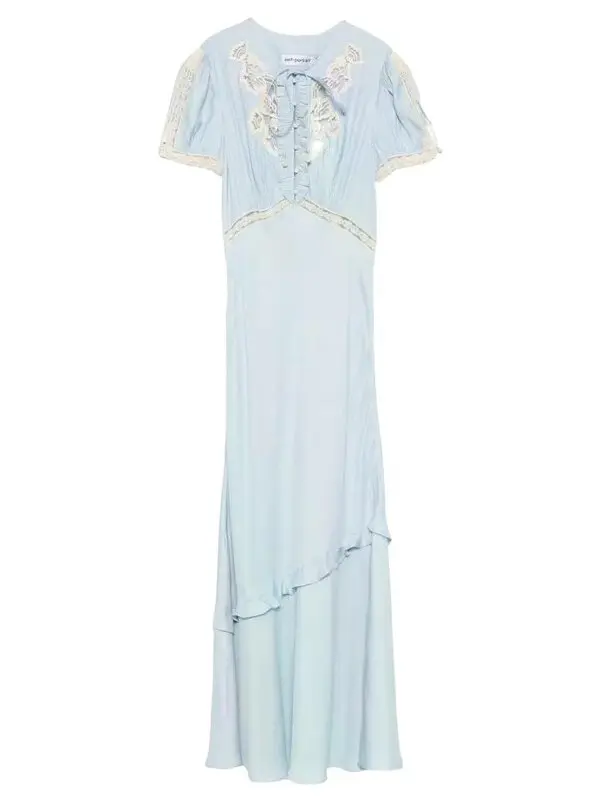 SELF-PORTRAIT Lace-trimmed Midi Dress - Blue