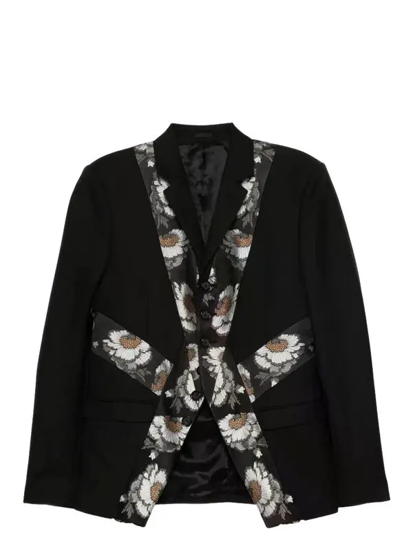 Alexander McQueen Floral-jacquard Panelled Jacket - Black