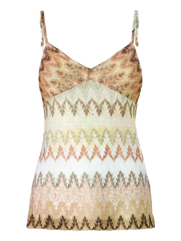 Missoni Zigzag Knit V-neck Tank Top - Neutrals
