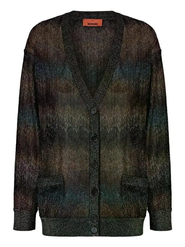 Missoni Zigzag Pattern Metallic-thread Cardigan - Brown