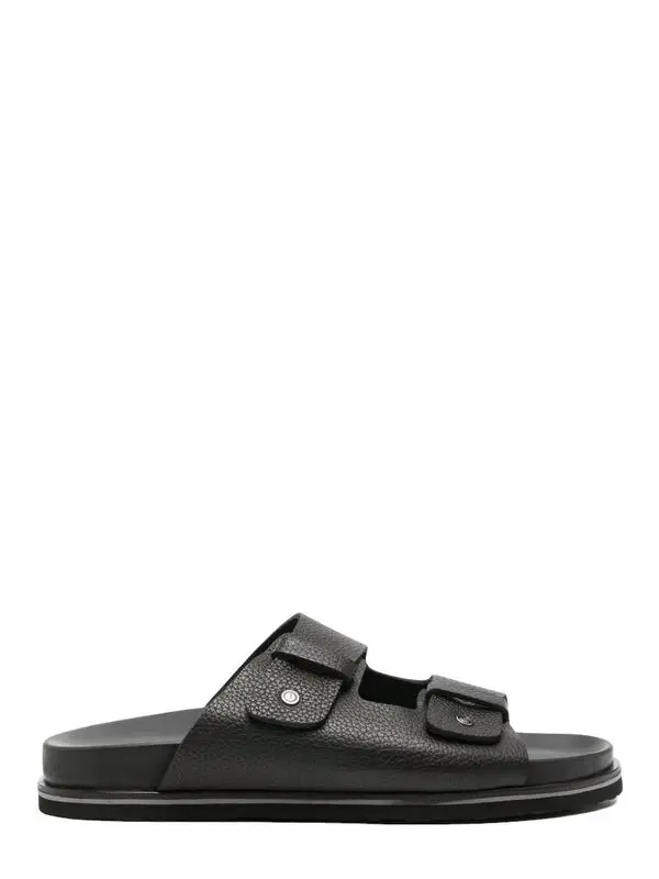 JOHN HARRISON Double-strap Leather Sandals - Black
