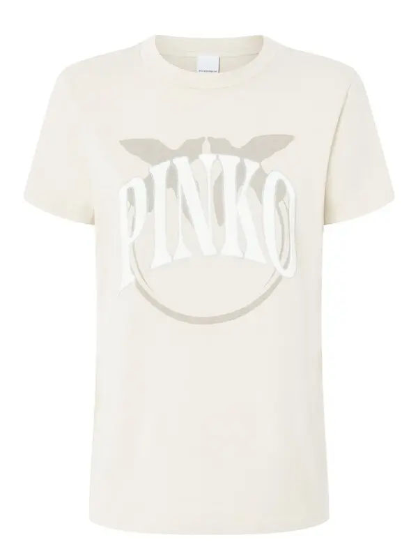 Pinko Star Logo And Birds Printed T-shirt - White